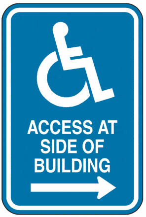 Handicap Access at Side of Building Sign - Right Arrow