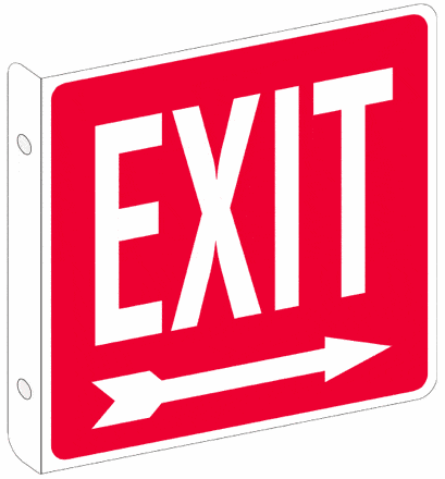 Projecting Exit Sign with Right Arrow