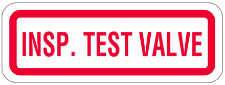 Inspection Test Valve Sign - Sprinkler Signs