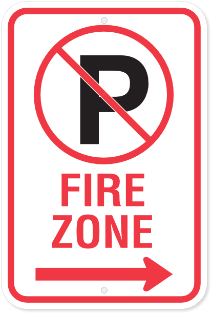 No Parking Fire Zone - Right Arrow