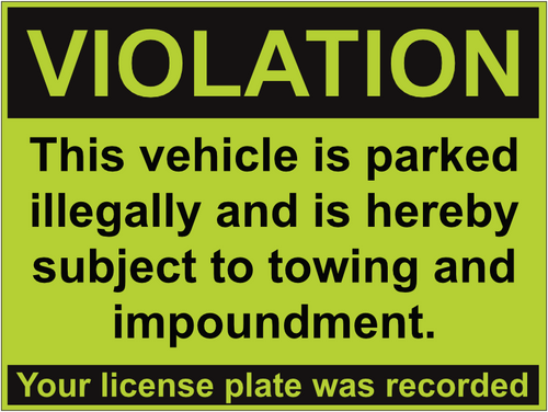 Parking Violation Sticker - 6" x 4.25" | Allstate Sign