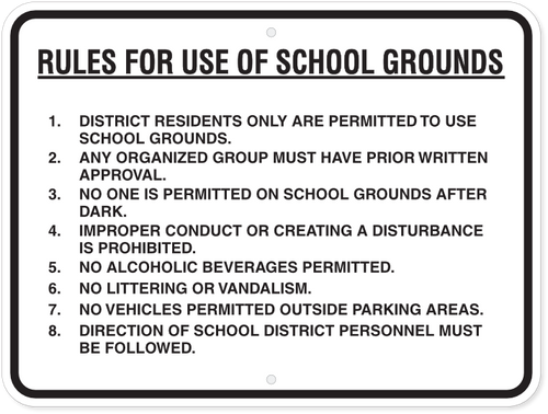 Rules for School Grounds - 18" x 24" | Allstate Sign