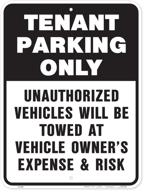 Tenant Parking Only Sign - Aluminum | Allstate Sign
