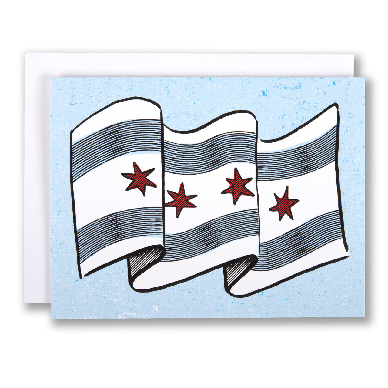 Waving Chicago Flag - Greeting Card