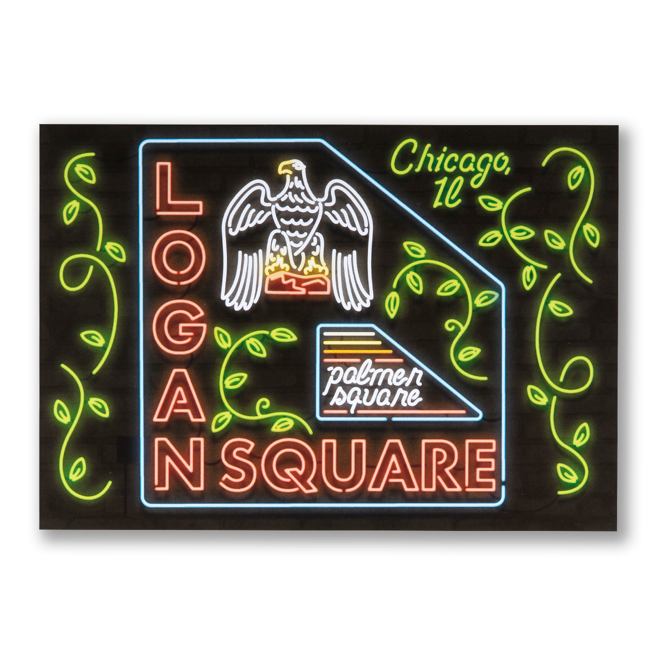 Logan Square Neon Neighborhood Postcard