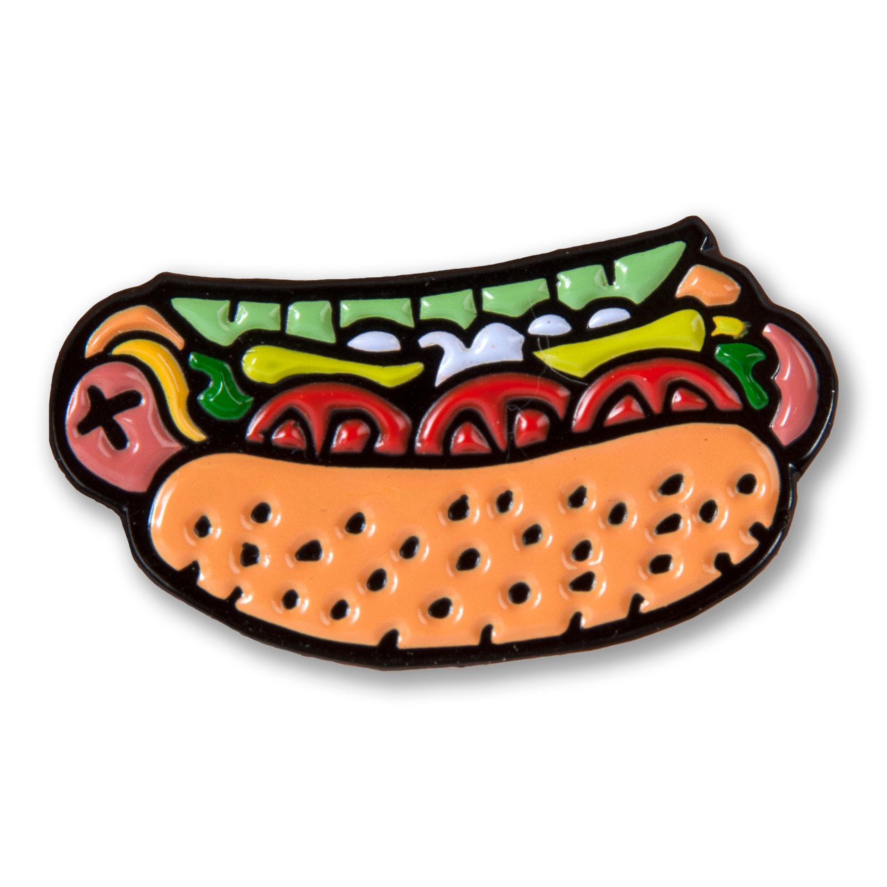 Chicago Style Hot Dog Icon Enamel Pin