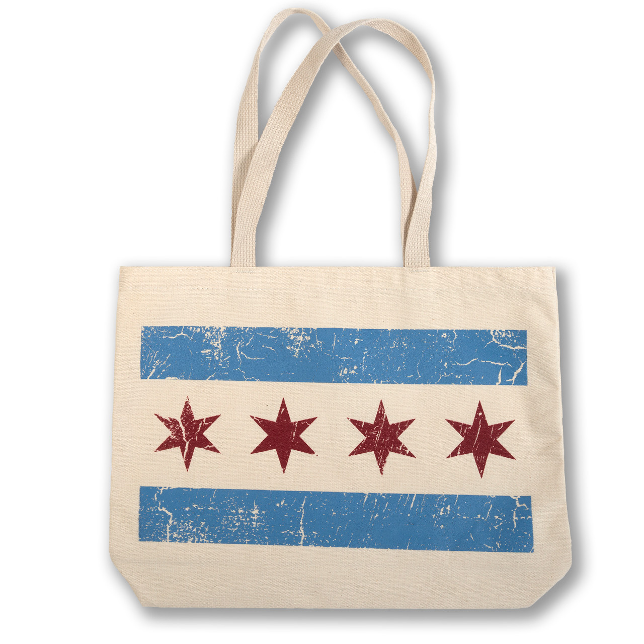 Distressed Chicago Flag Tote Bag