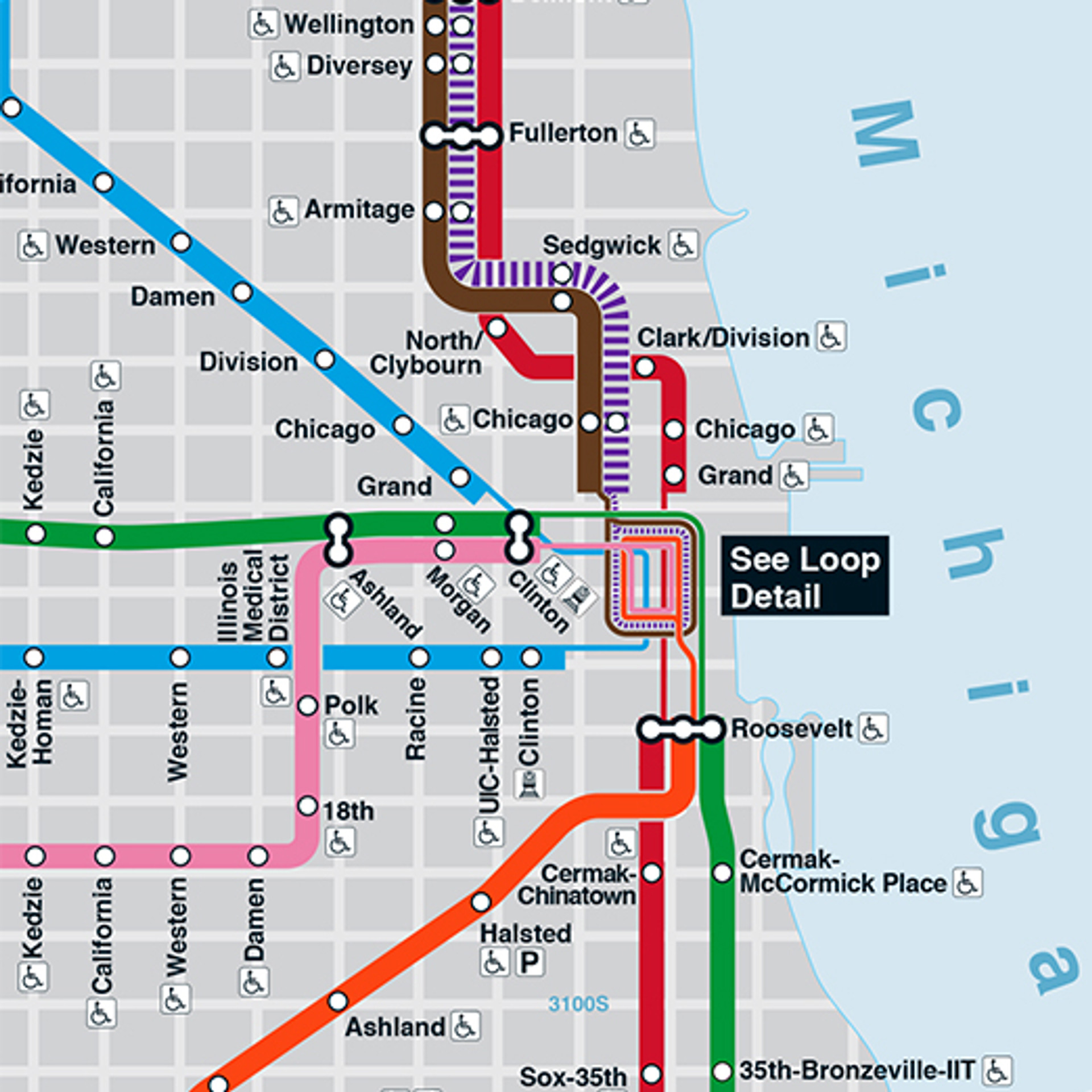 CTA Rail System Map Poster CTA Rail System Map Poster