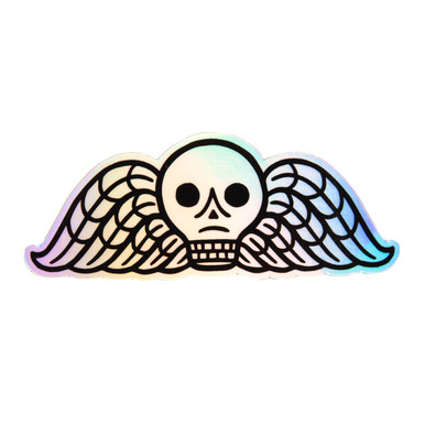 Holographic Winged Death Head Sticker
