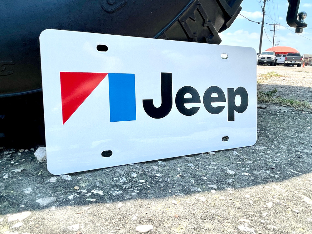 AMC Jeep White Aluminum License Plate - Collins Bros Jeep