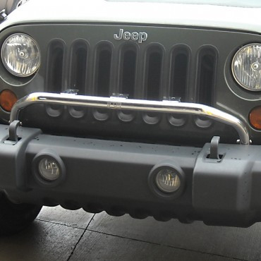 07-Current JK OEM Bumper-Mounted Stainless Light Bar – CBJeep