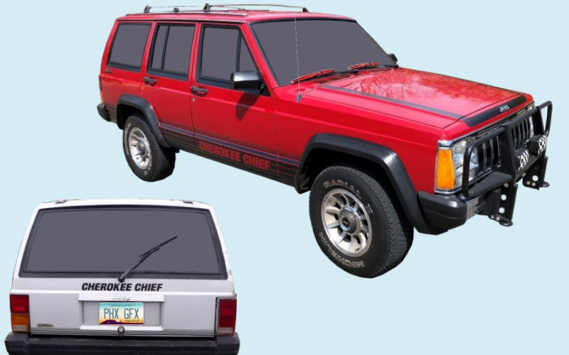 1984-86 Jeep Cherokee Chief SJ Truck Decal Kit (Black) - Collins Bros Jeep
