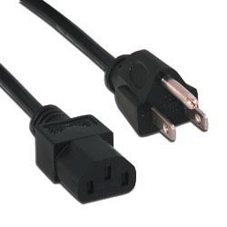 Power Cord, Wall To Power Supply, Black, 3 Feet | Cables Plus USA