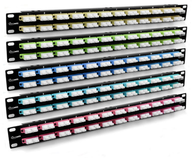 1U Flush Mount Panel w/24 LC Quad Feed Through Couplers, 96-Fiber