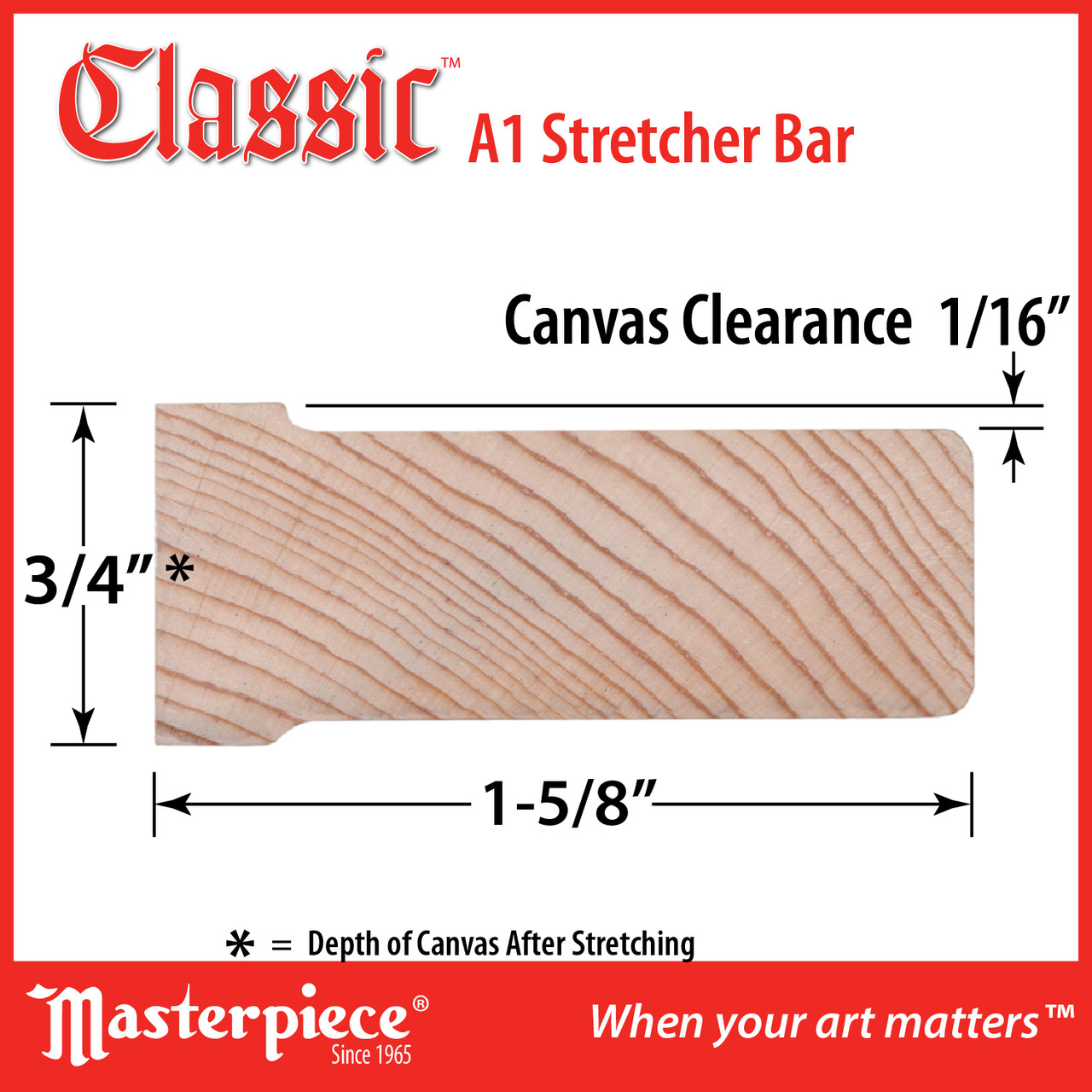 21 Inch Classic A1 Stretcher Bar 3/4" Deep #A1-21 - Masterpiece