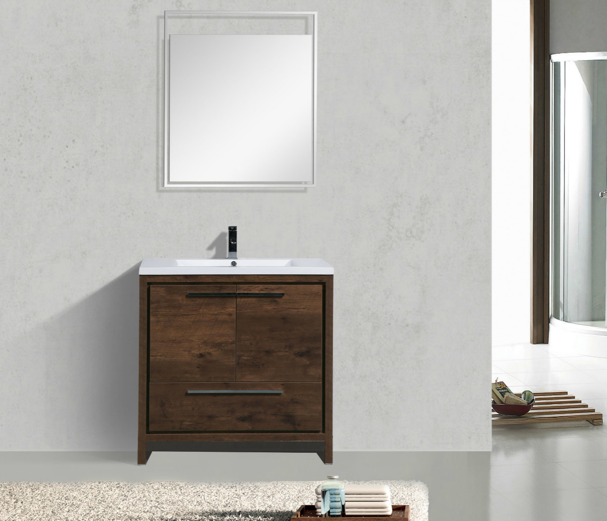 DOLCE 36'' ROSE WOOD MODERN BATHROOM VANITY AND ACRYLIC SINK - Bathroom ...