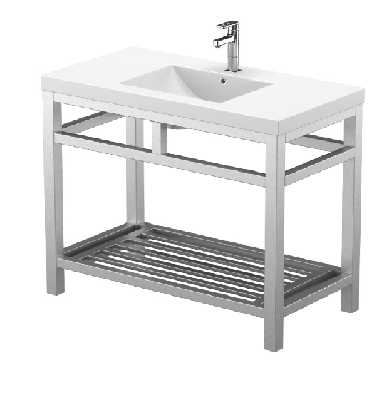 OTTO 42" STAINLESS STEEL CONSOLE W/ WHITE ACRYLIC SINK - BRUSHED NICKLE ...