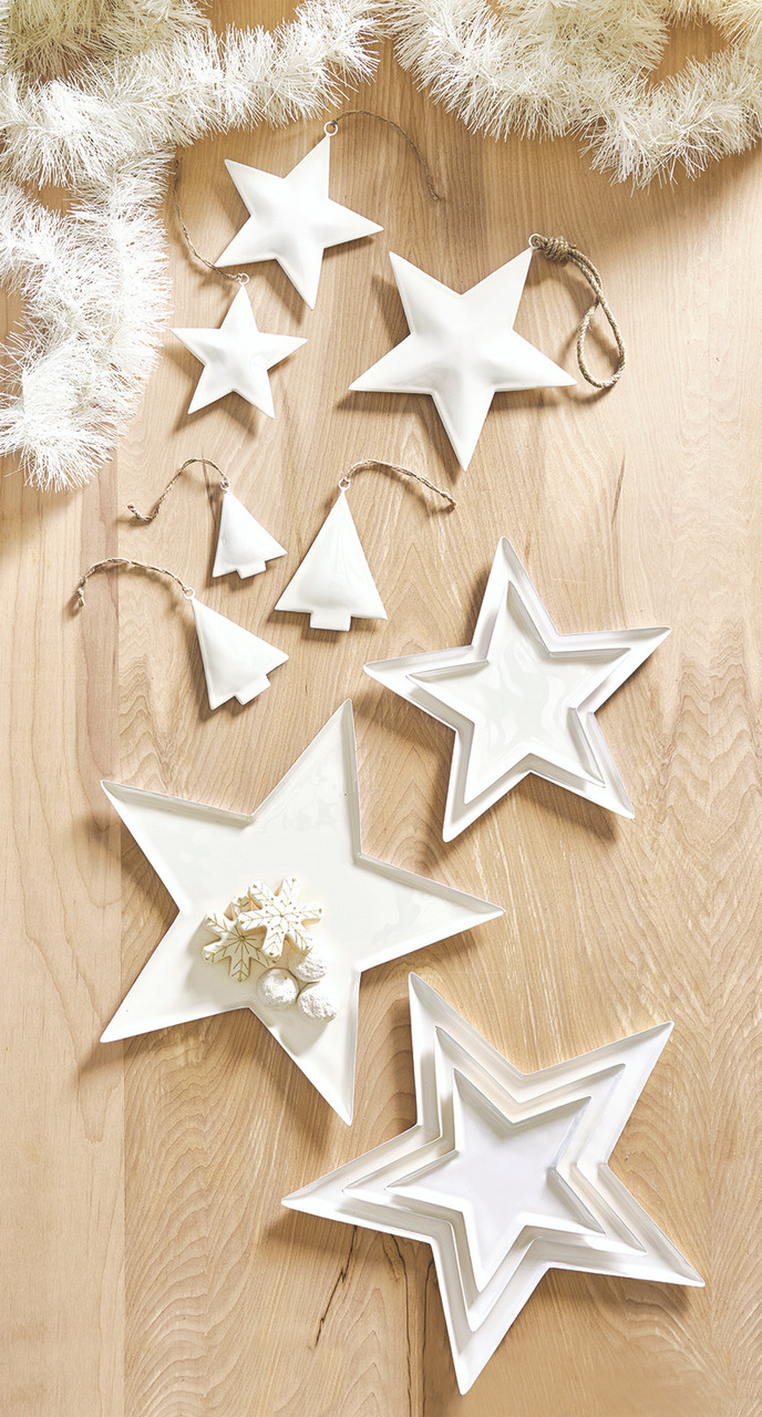 White Enamel Tree Ornaments - Set of 3 - [Consumer]Faithworks