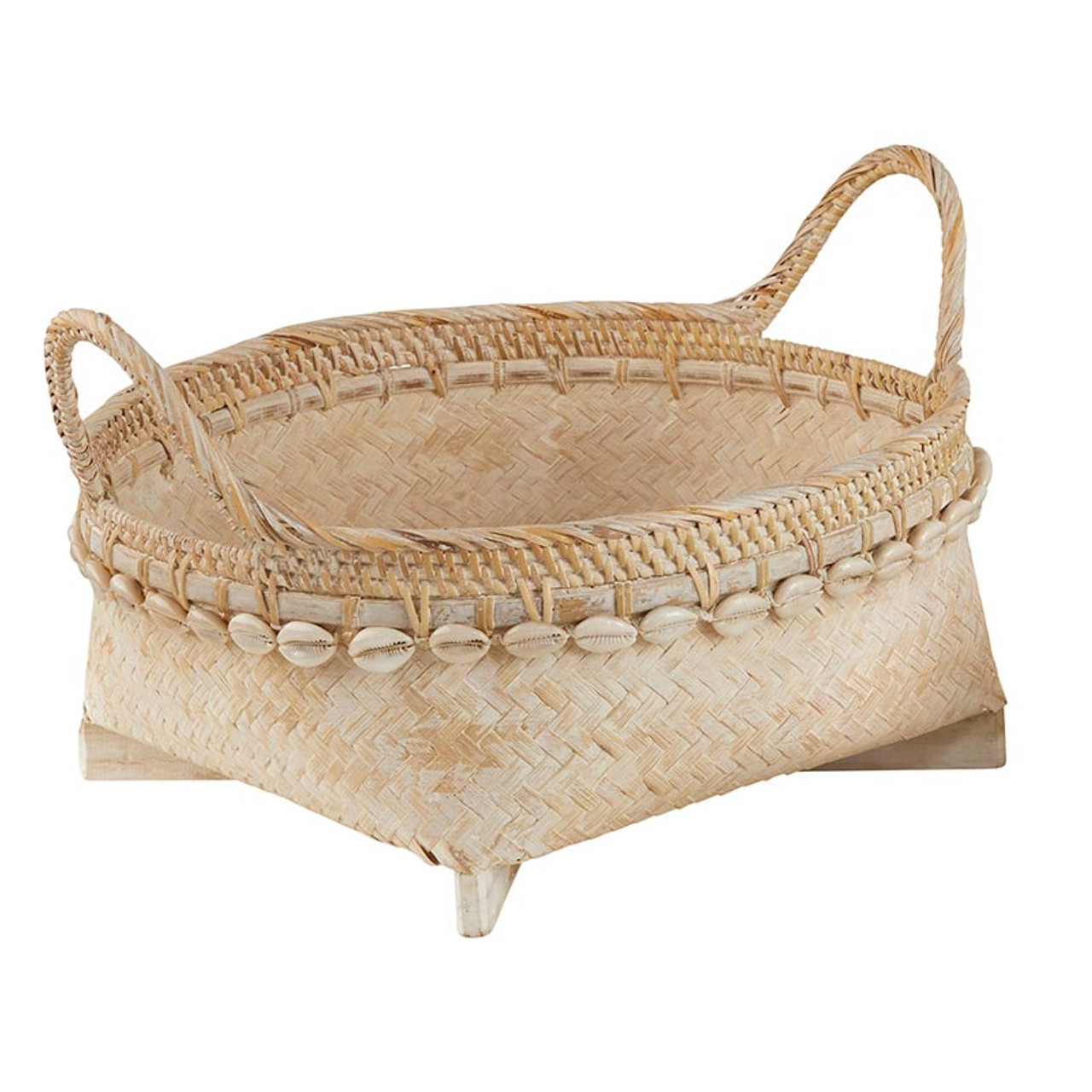 Shell Baskets With Handles - Set of 3