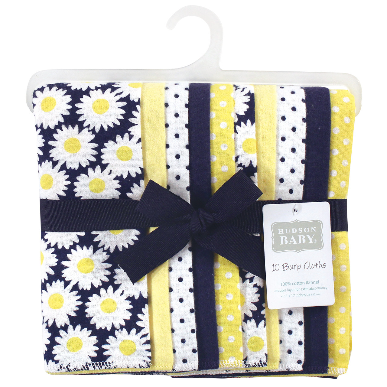 Hudson Baby Cotton Flannel Burp Cloths, Daisy