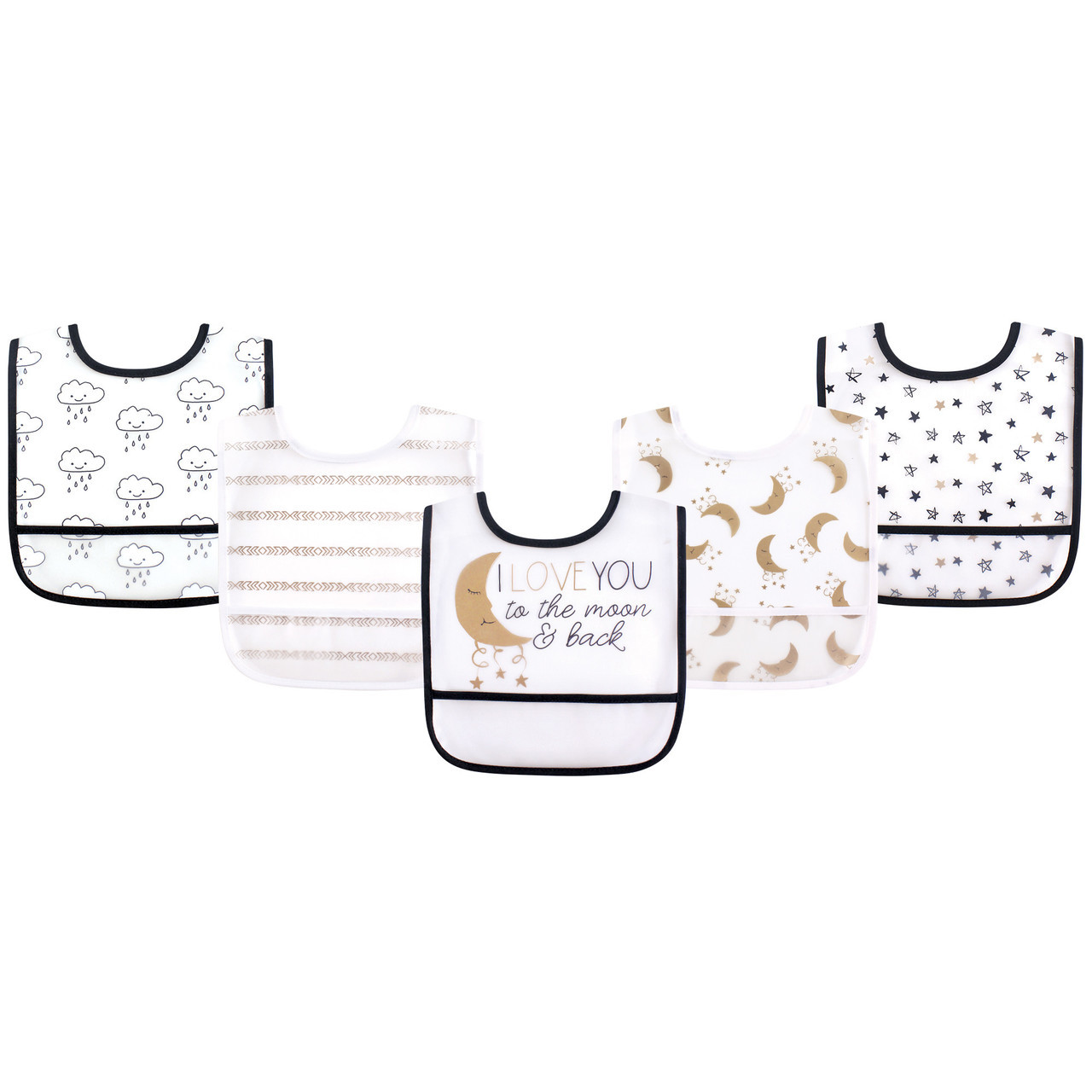 Yoga Sprout Waterproof PEVA Bibs, Metallic Moon