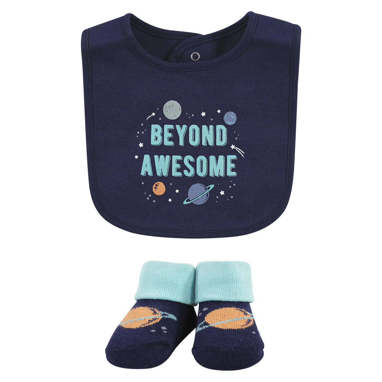 Hudson Baby Unisex Baby Cotton Bib and Sock Set, Space - Hudson ...