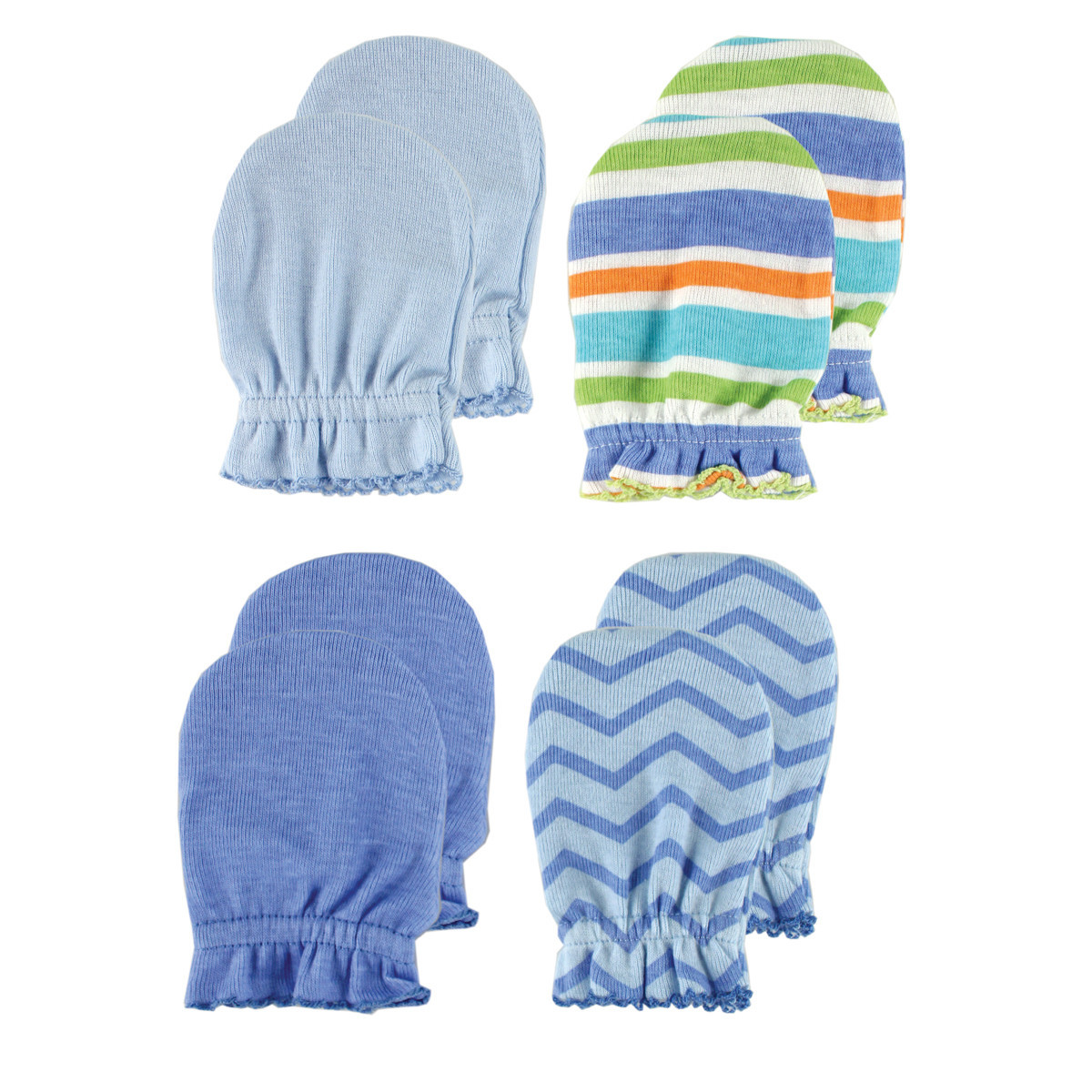 Luvable Friends Cotton Scratch Mittens, Blue Solid