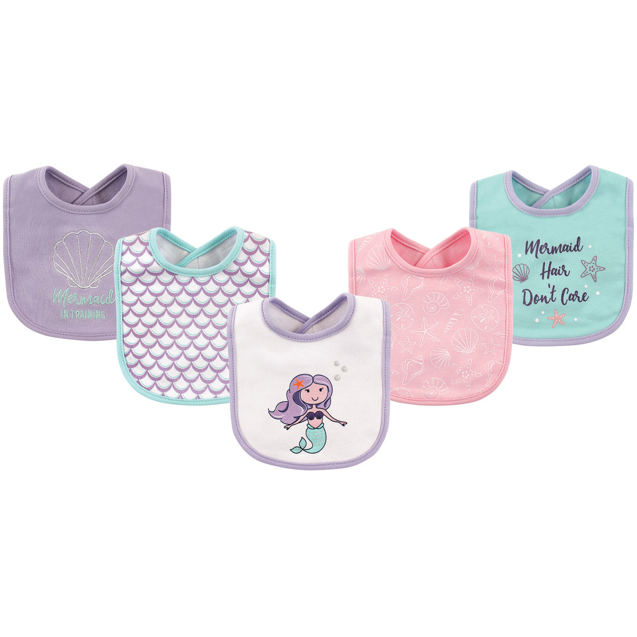 Hudson Baby Drooler Bib, 5-Pack, Mermaid | Baby and Toddler Clothes ...