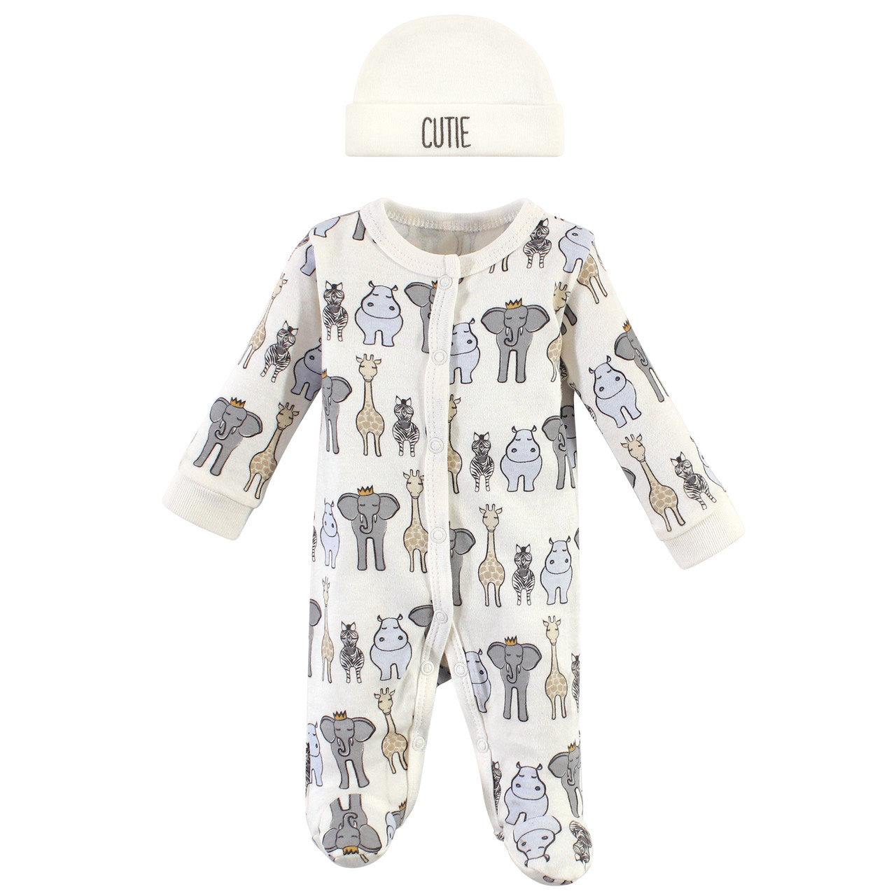 Hudson Baby Preemie Sleep and Play and Cap, Royal Safari