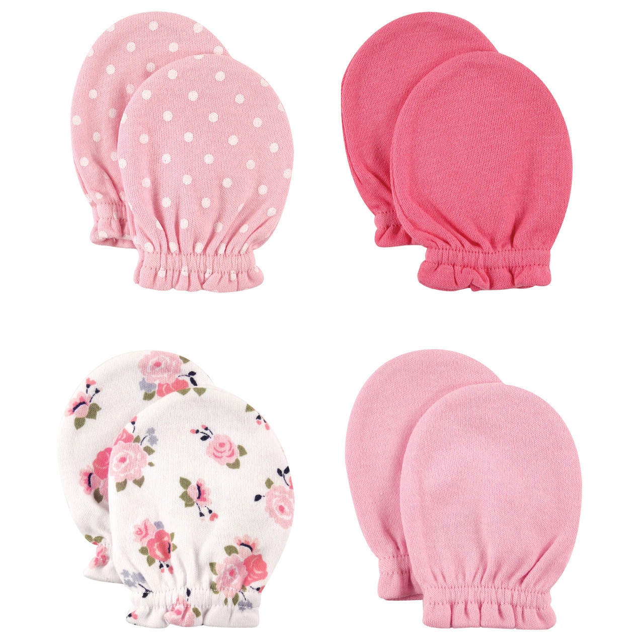 Luvable Friends Scratch Mittens, 4-Pack, Floral & Polka Dot | Baby and ...