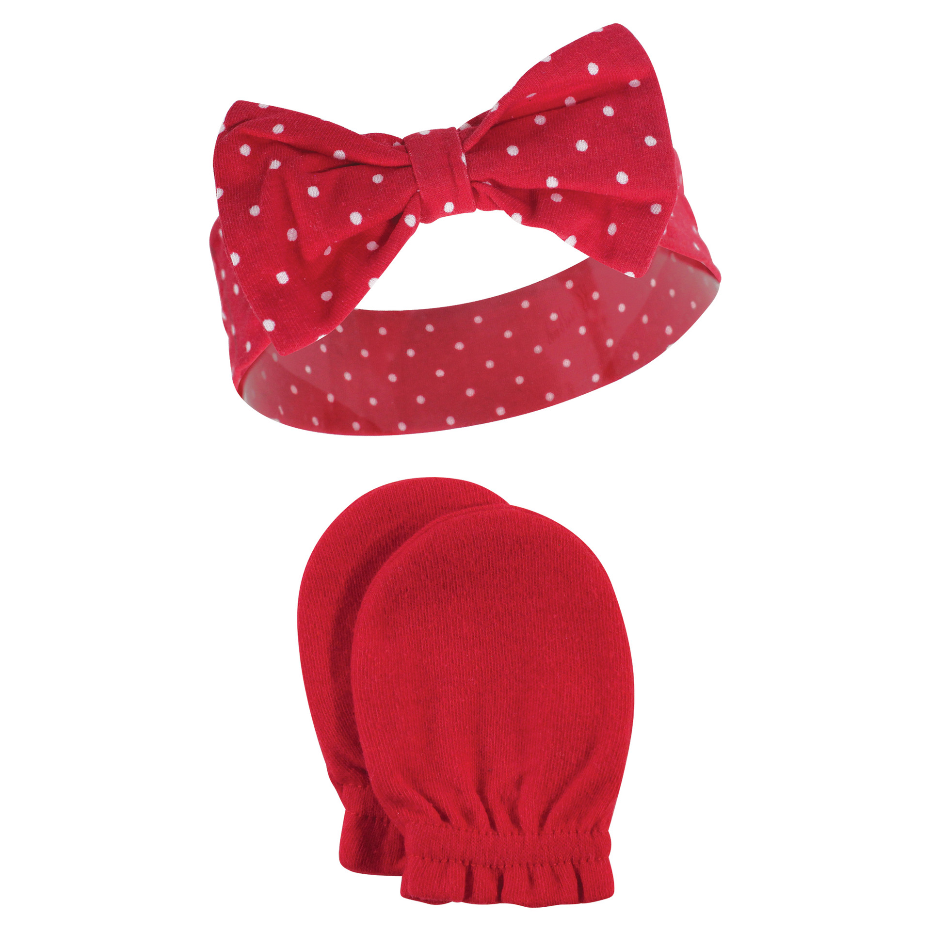Hudson Baby Cotton Headband and Scratch Mitten Set, Holly