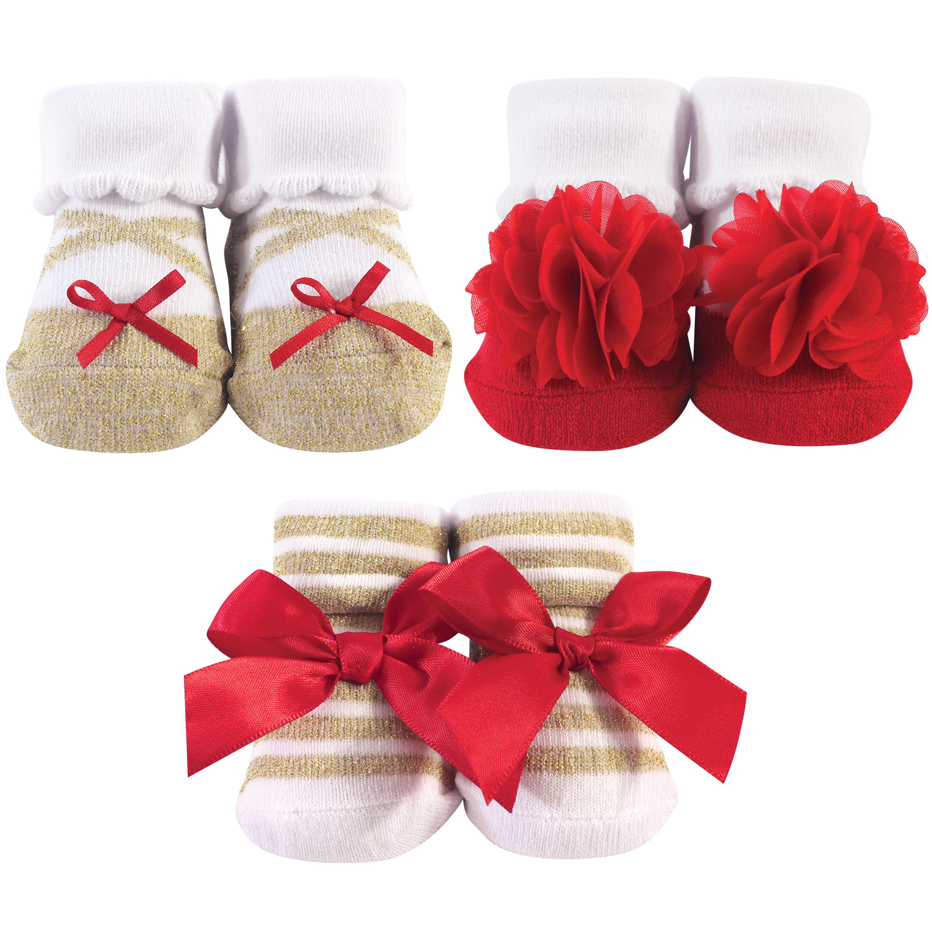 Hudson Baby Socks Giftset, Red and Gold 3-Piece | Baby and Toddler ...