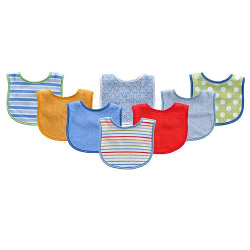 Luvable Friends Cotton Terry Bibs, Blue