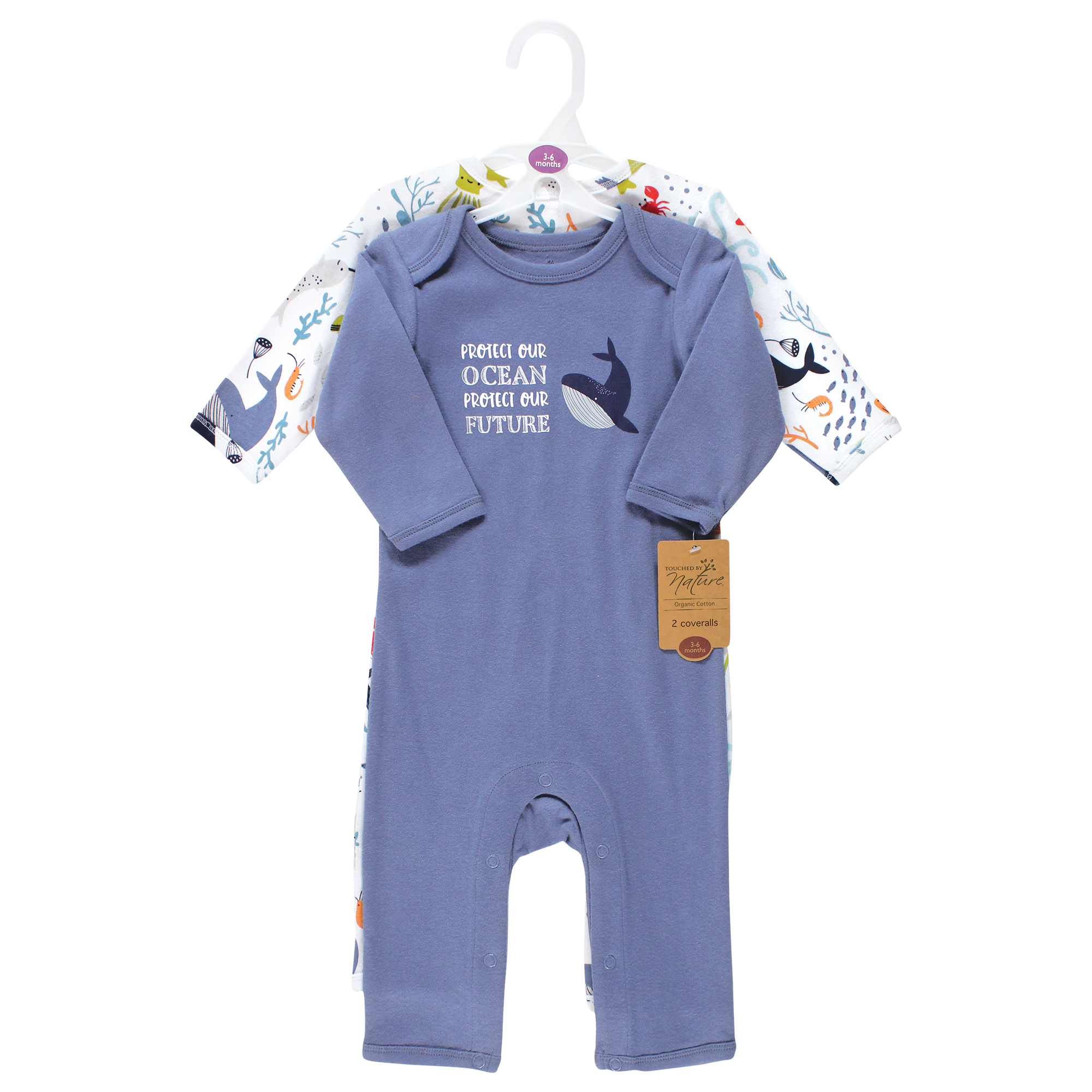 Touched by Nature Organic Cotton Coveralls, Ocean - Hudson Childrenswear