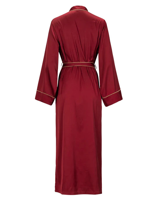 Kilo Brava Satin Maxi Robe in Ruby Wine - Busted Bra Shop