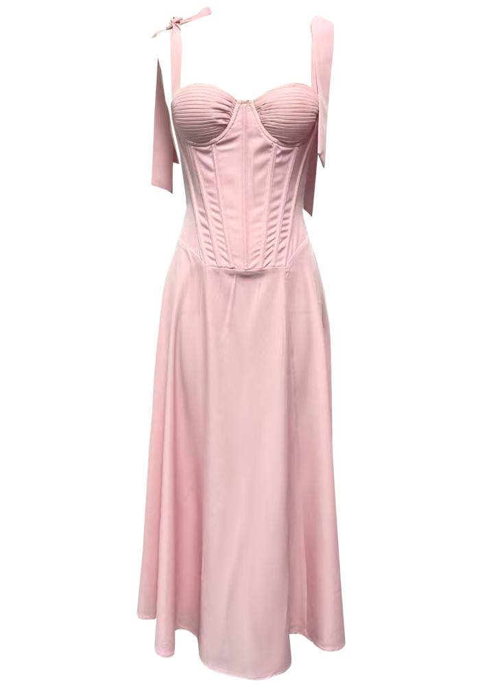 Bustier Corset A Line Midi Dress Red - Luxe Midi Dresses and Luxe Party ...
