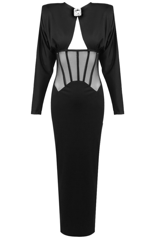Long Sleeve Structured Lace Maxi Dress White - Luxe Lace Dresses and ...