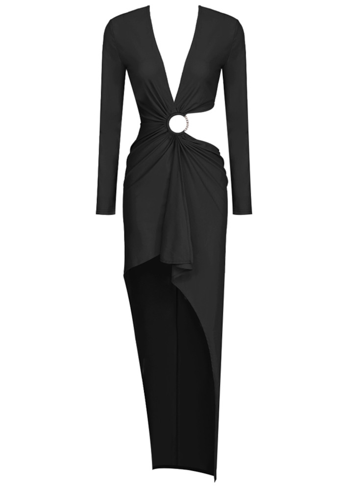 Long Sleeve Cut Out Maxi Dress Black - Luxe Maxi Dresses and Luxe Party ...