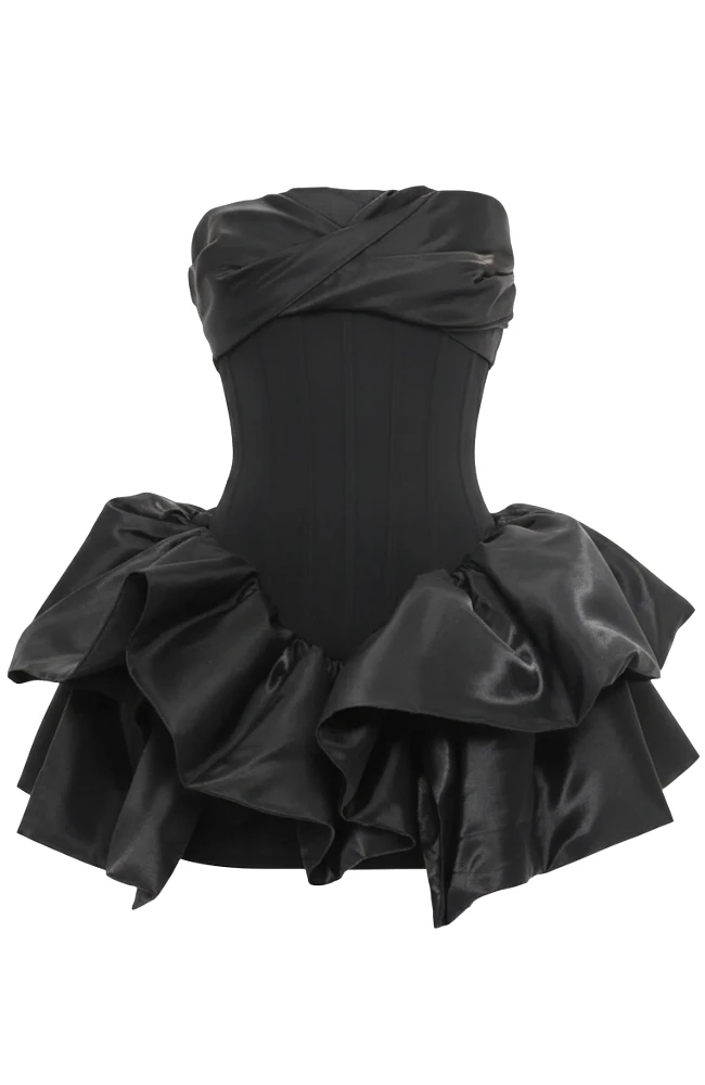 Strapless Draped Mesh Dress Black - Luxe Little Black Dresses and Luxe ...