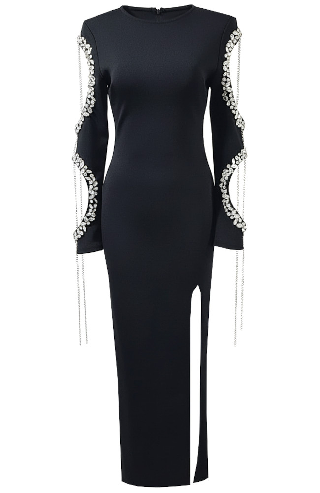 Long Sleeve Cut Out Lace Maxi Dress Black - Luxe Lace Dresses and Luxe ...