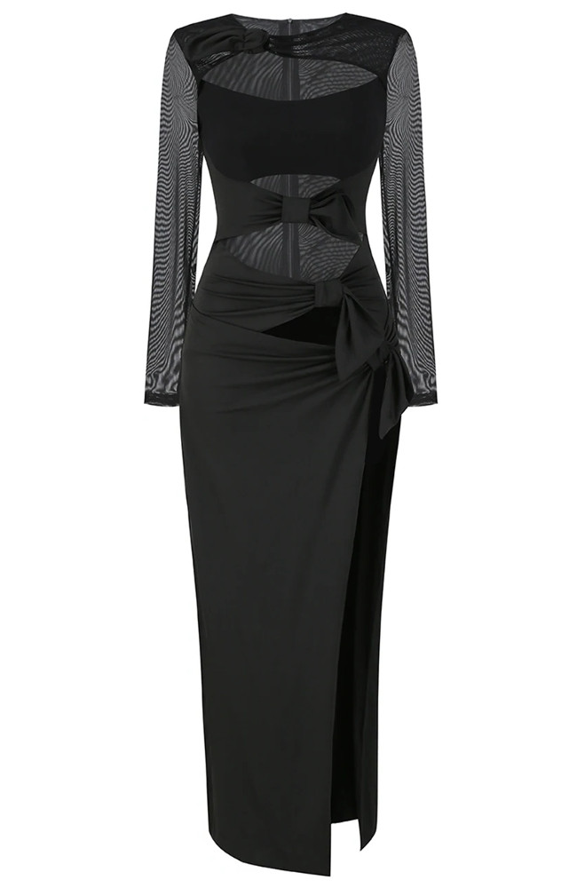 Long Sleeve Cut Out Maxi Dress Black - Luxe Maxi Dresses and Luxe Party ...