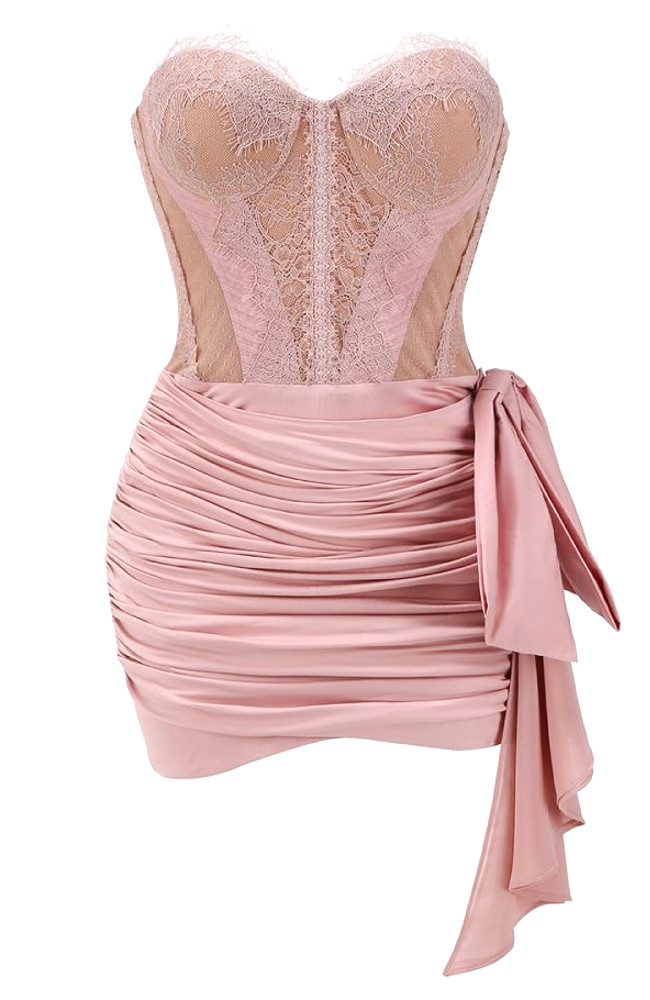 Strapless Lace Draped Corset Dress White - Luxe Lace Dresses and Luxe ...