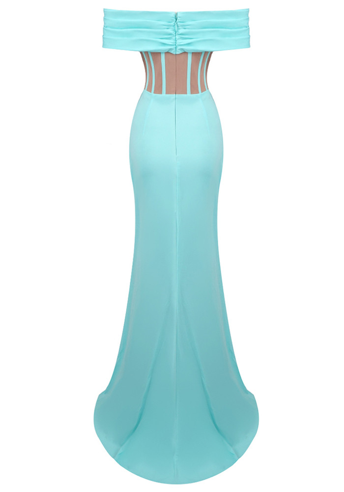 Floral Bardot Crystal Starfish Maxi Dress Turquoise - Luxe Maxi Dresses ...