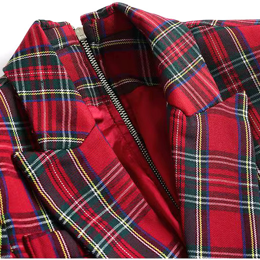Long Sleeve Checked Blazer Dress Red - Luxe Blazer Dresses and Luxe Party Dresses