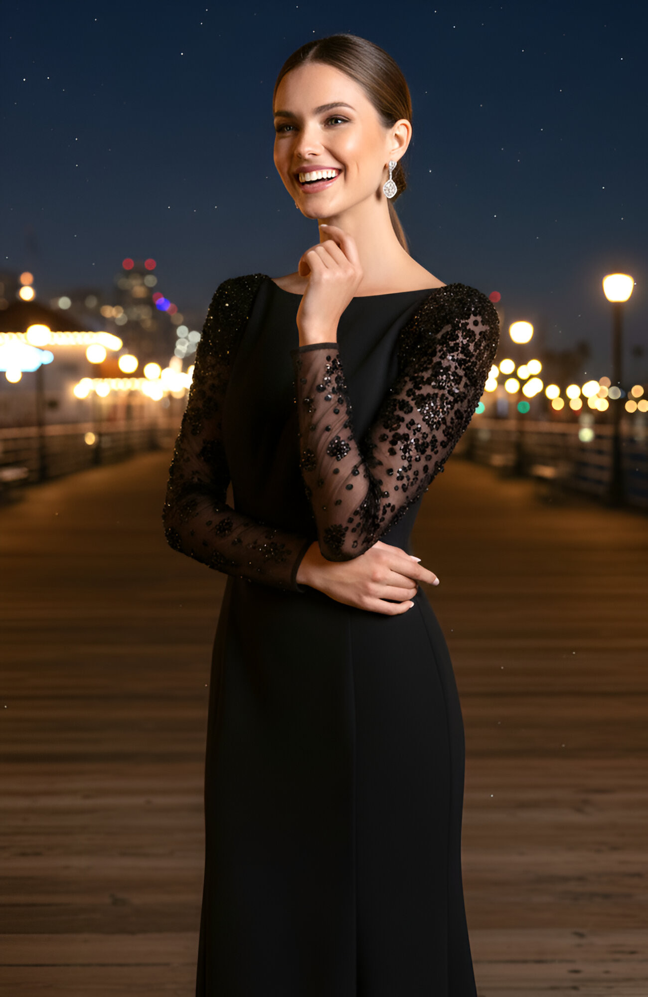 Embellished Long Sleeve Maxi Dress Black - Luxe Maxi Dresses and Luxe ...
