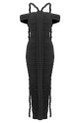 Braid Detail Bardot Ruched Maxi Dress Black - Luxe Maxi Dresses and ...