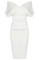 Off The Shoulder Belt Midi Dress White - Luxe Midi Dresses and ...