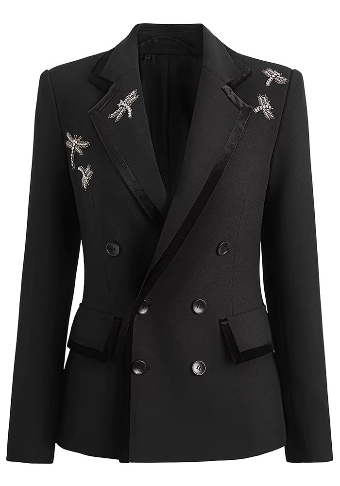 Crystal Sleeves Blazer Black - Luxe Blazers and Luxe Party Dresses