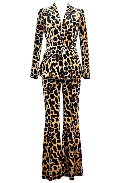 Long Sleeve Animal Print Suit - Luxe Suits and Celebrity Inspired Dresses