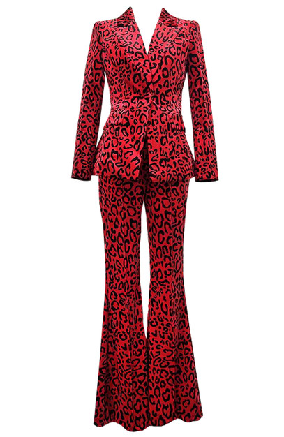 Long Sleeve Animal Print Suit Red - Luxe Suits and Celebrity Inspired ...